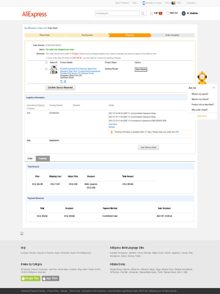 My AliExpress - Manage Orders | PDF | Alibaba Group | Service Industries