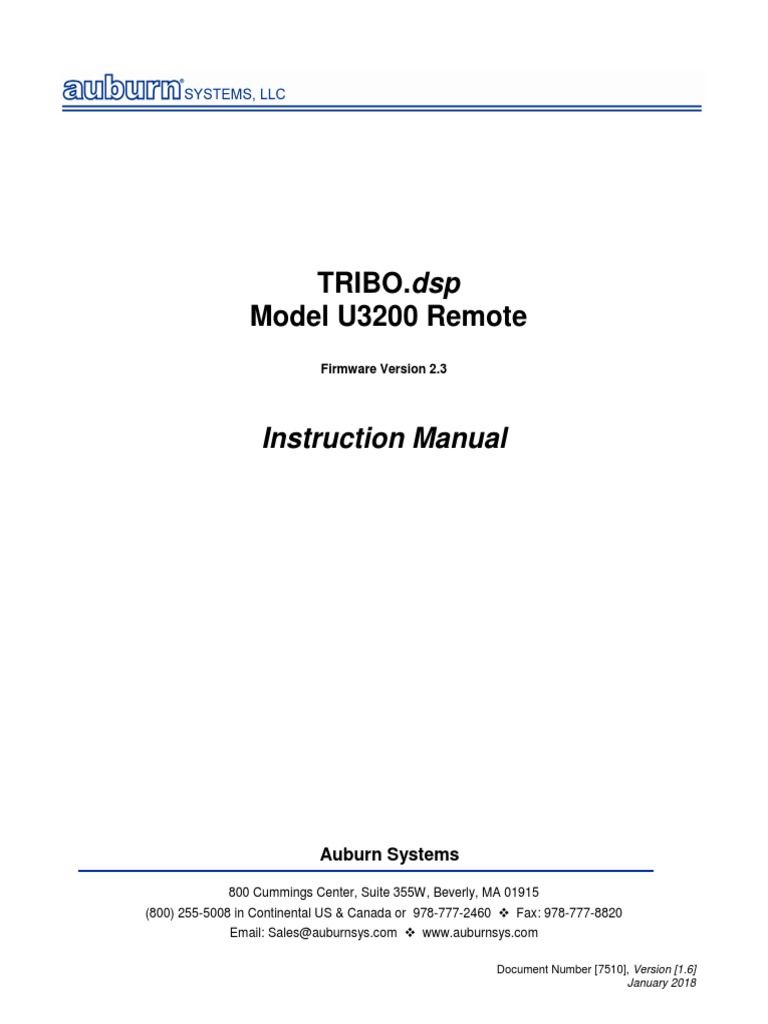 TRIBOdsp U3200 Remote Manual v1.6 | PDF | Duct (Flow) | Electrical Wiring