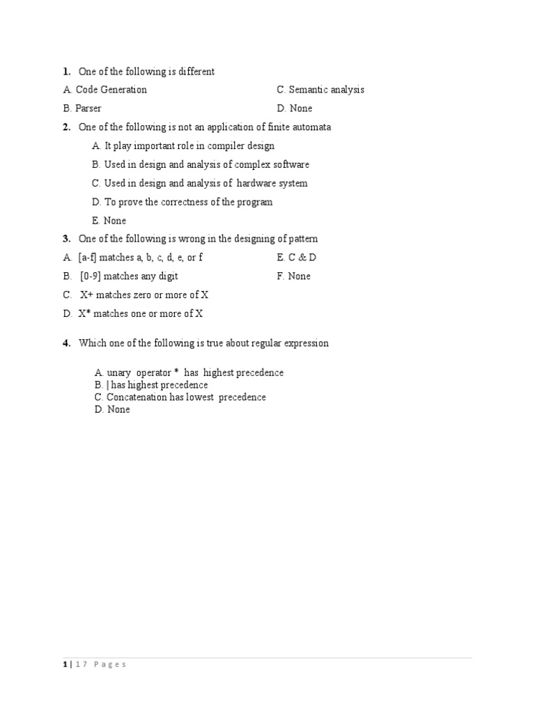 Compiler Exam Sample Questions | PDF | Parsing | Compiler Compiler Exam Sample Questions | PDF | Parsing | Compiler