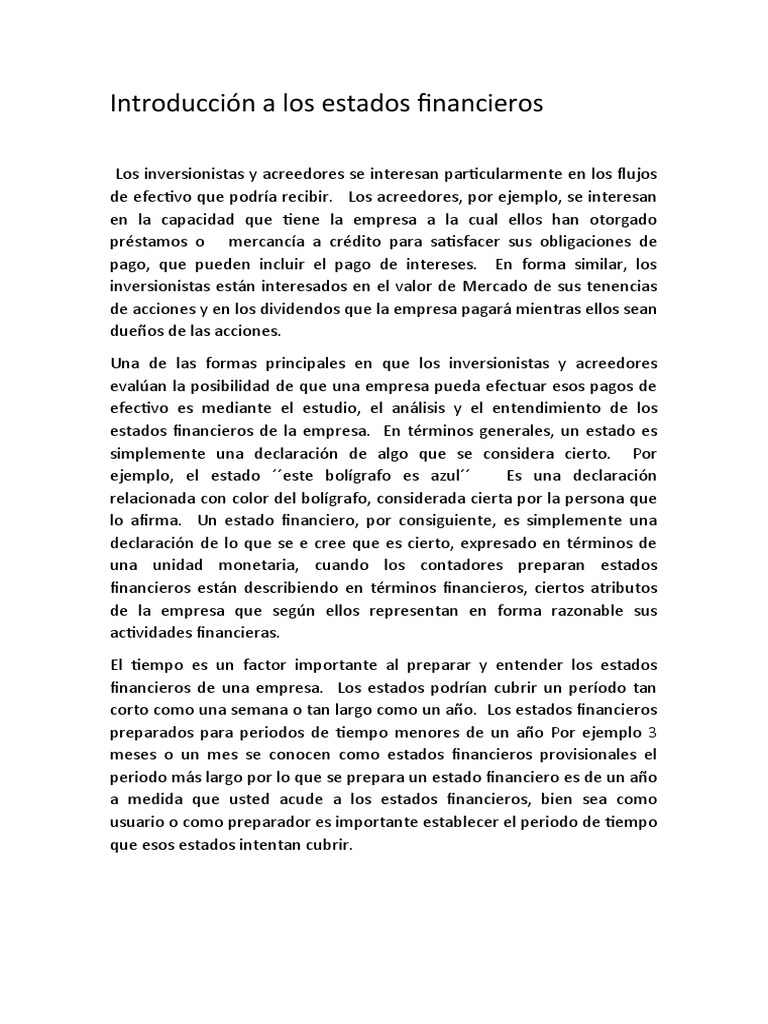 Introducción A Los Estados Financieros 2021C | PDF | Contabilidad | Estado financiero
