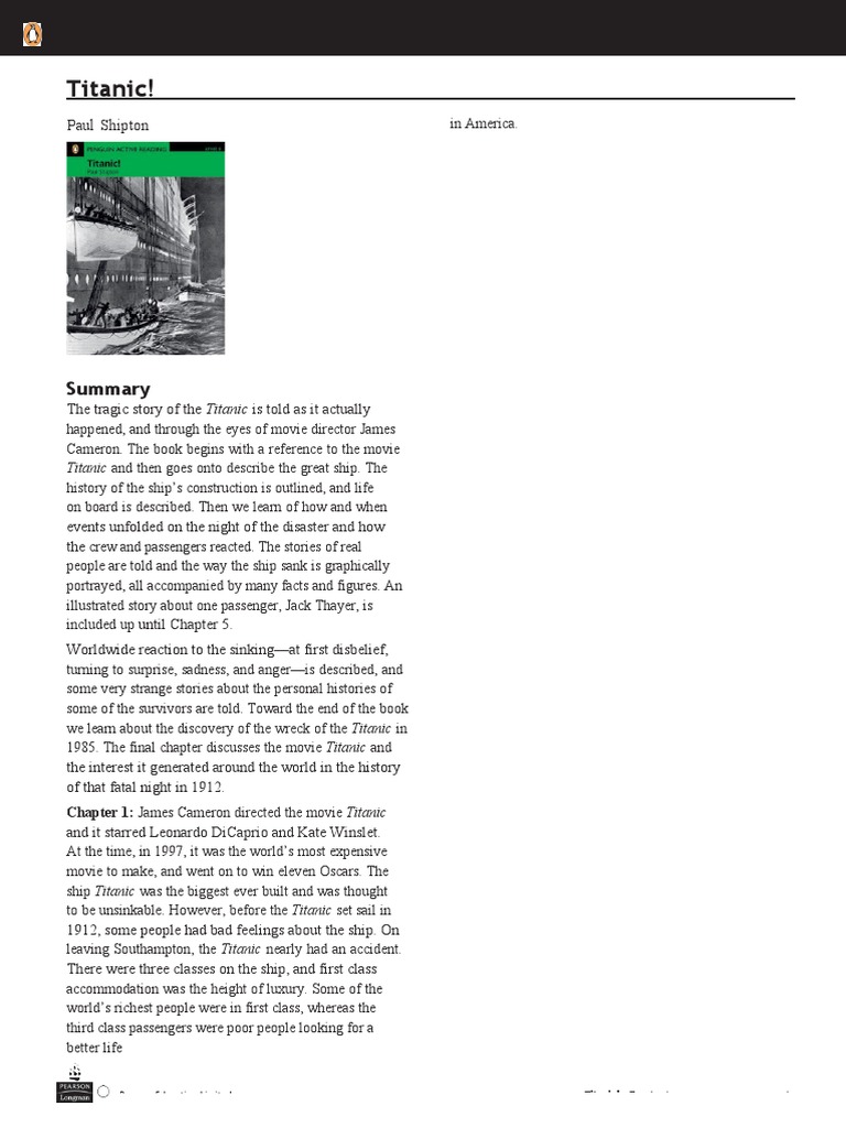 Titanic Penguin Readers | PDF | Water Transport | Ships