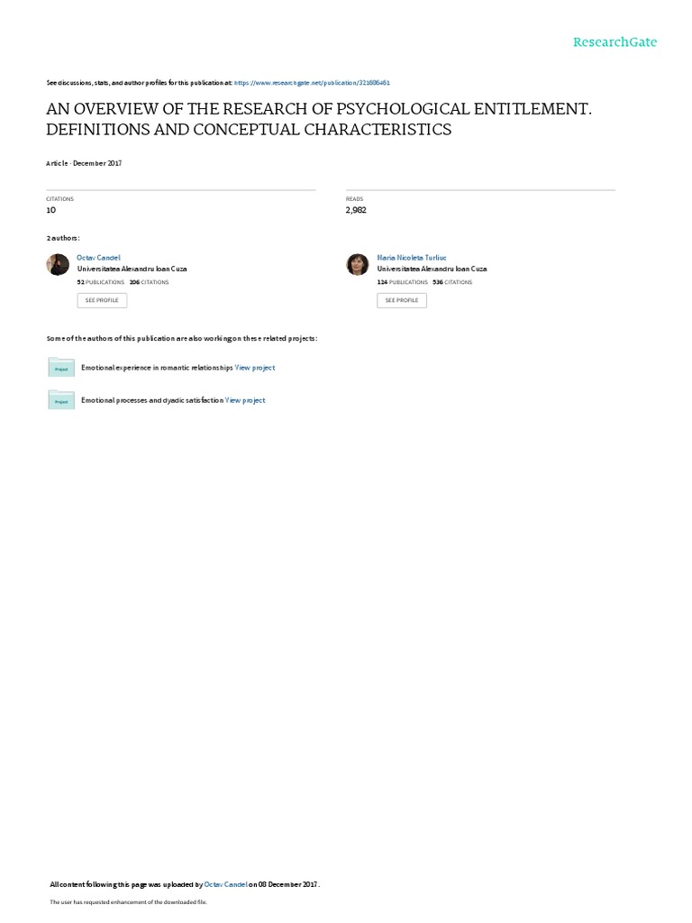 Psychological Entitlement Insights | PDF | Narcissism | Attachment Theory