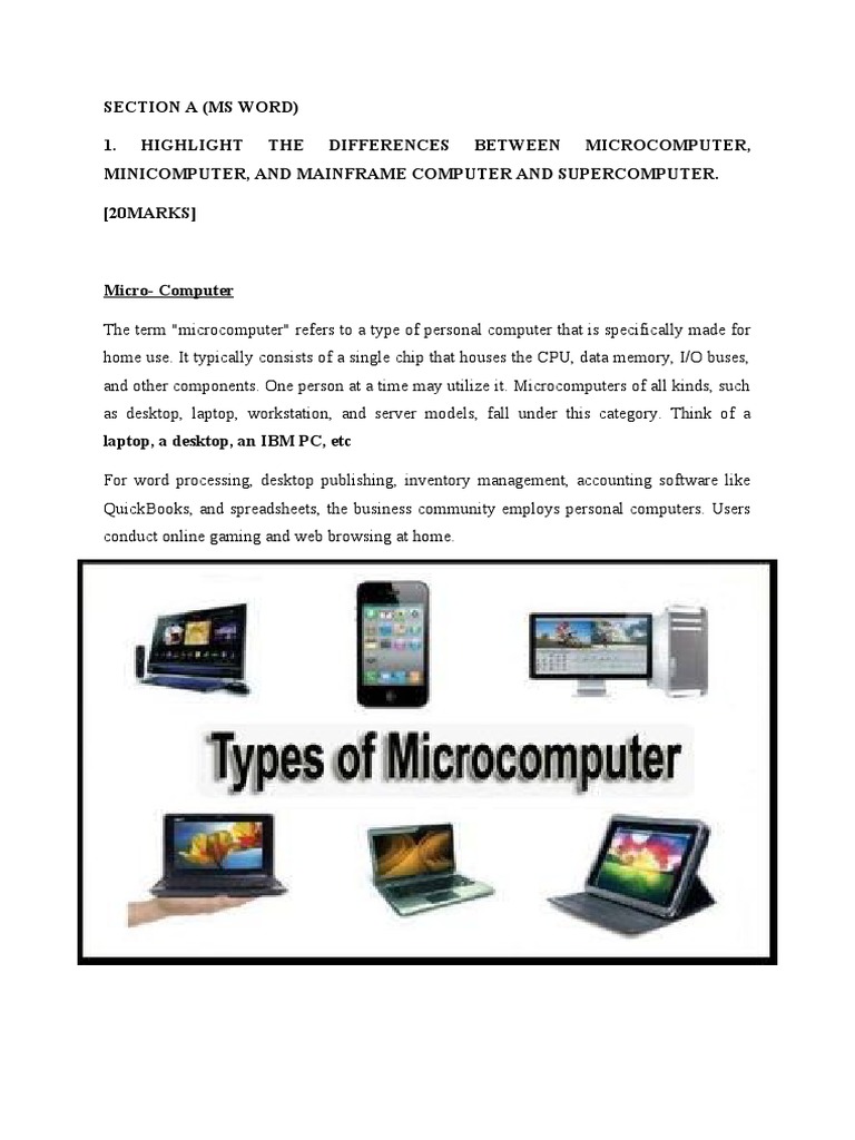 Info Tech Word Assignment | PDF | Mainframe Computer | Microcomputers
