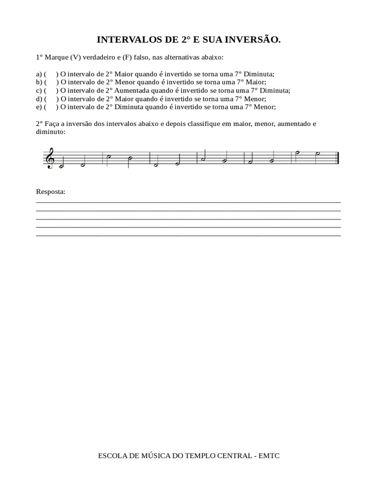 Inversão de Intervalos de 2° | PDF