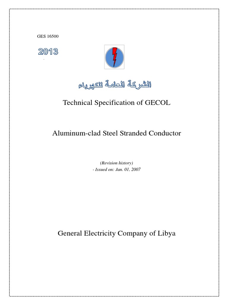 GECOL Aluminum-Clad Steel Conductor Specs | PDF | Wire | Electrical ...