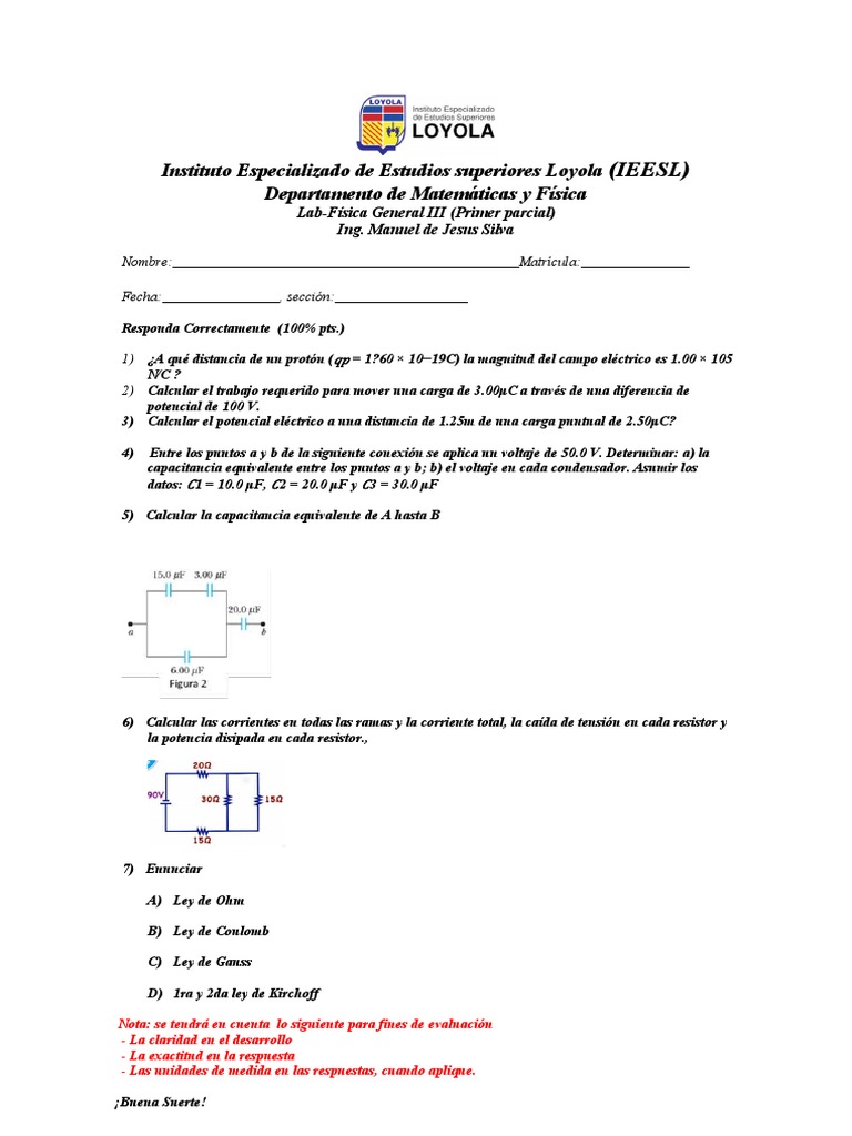 1er Parcial Lab-Fisica General III | PDF