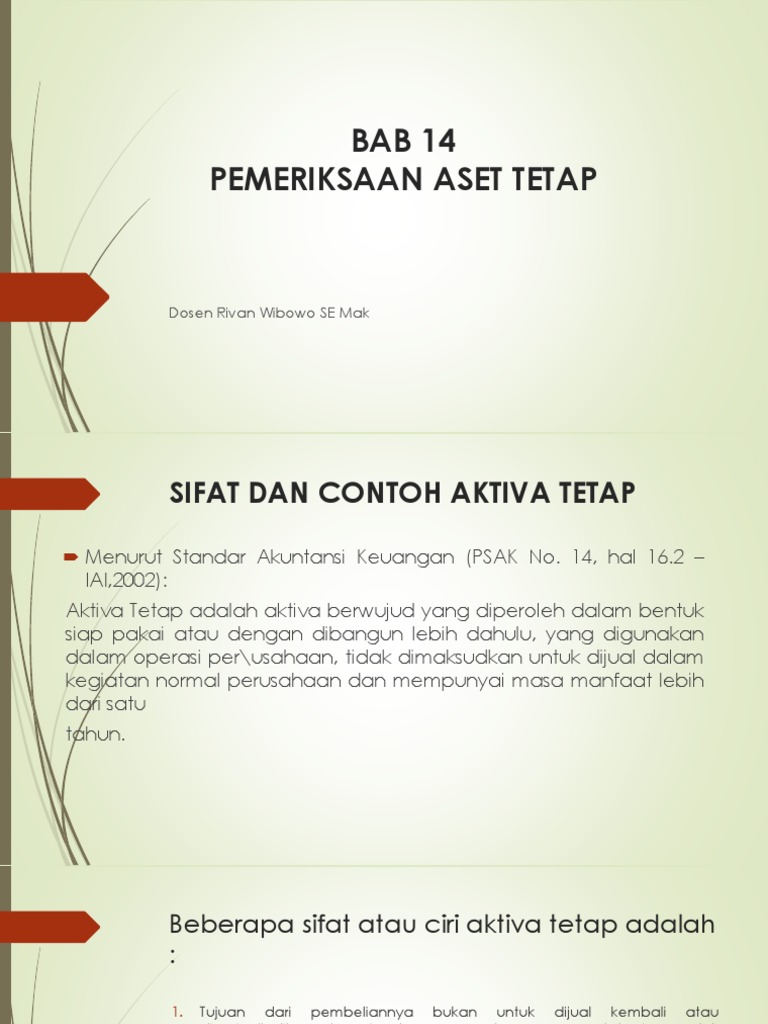 Bab 14 Pemeriksaan Aset Tetap | PDF