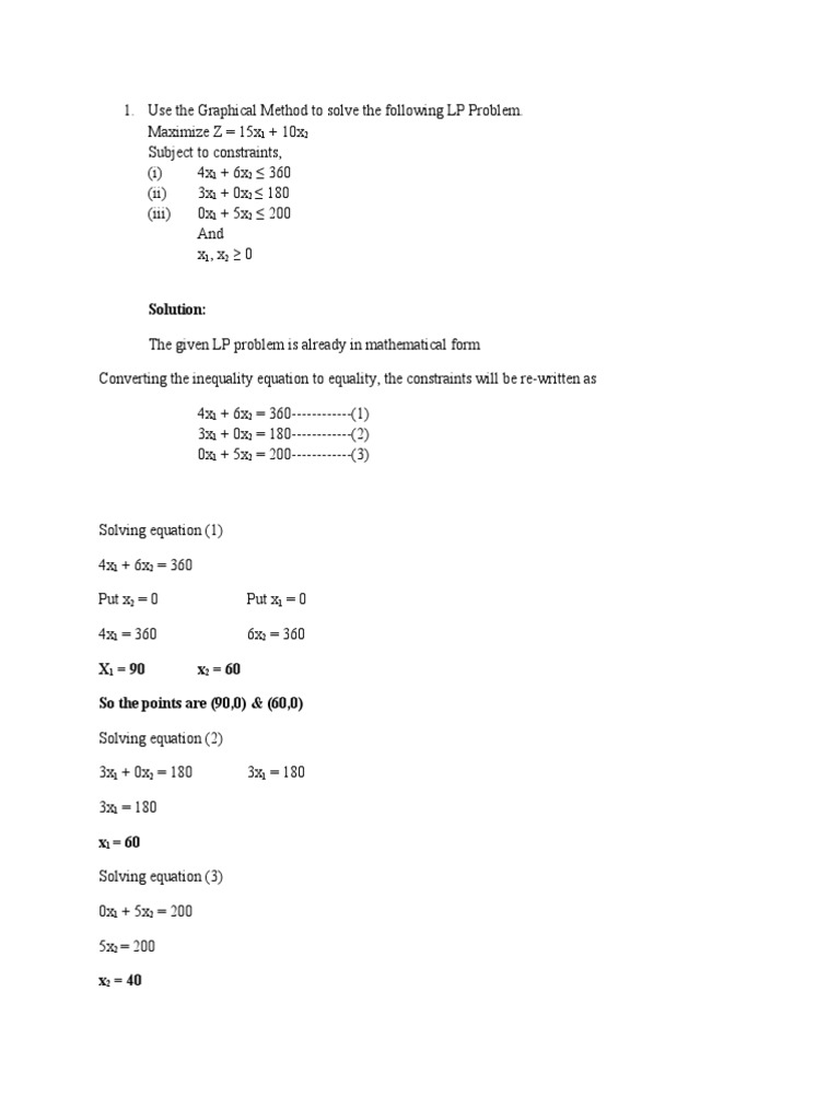 Graphical Method | PDF | Equations | Mathematical Optimization Graphical Method | PDF | Equations | Mathematical Optimization