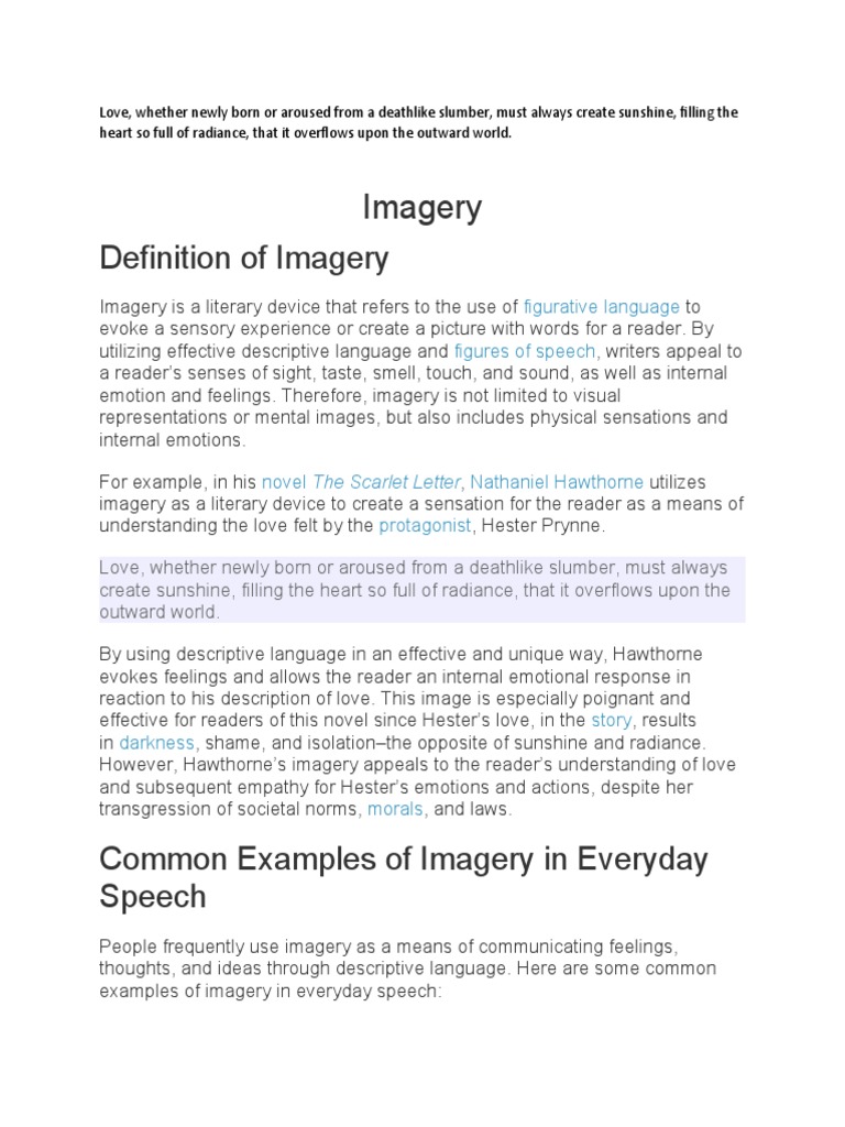 Notes On Imagery | PDF | Senses | Mental Image
