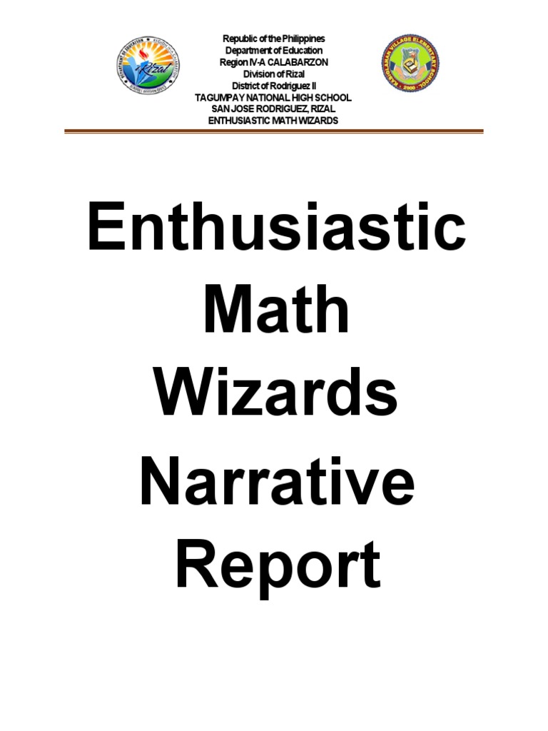 NARRATIVE REPORT MATH WIZARDS | PDF | Mathematics | Thought