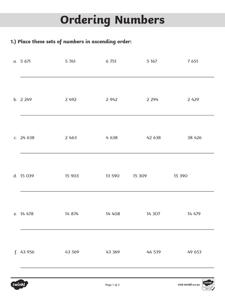 Za M 1665517093 Ordering Numbers Activity Sheet - Ver - 7 | PDF