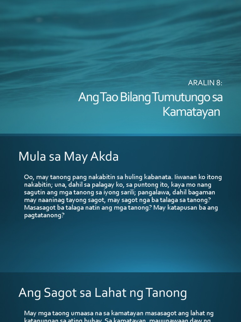 Ang Tao Bilang Tumutungo Sa Kamatayan | PDF