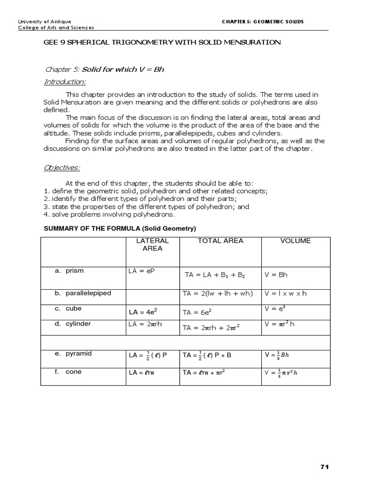 GEE 9 - Chapter 5 - Solid Geometry | PDF | Area | Triangle
