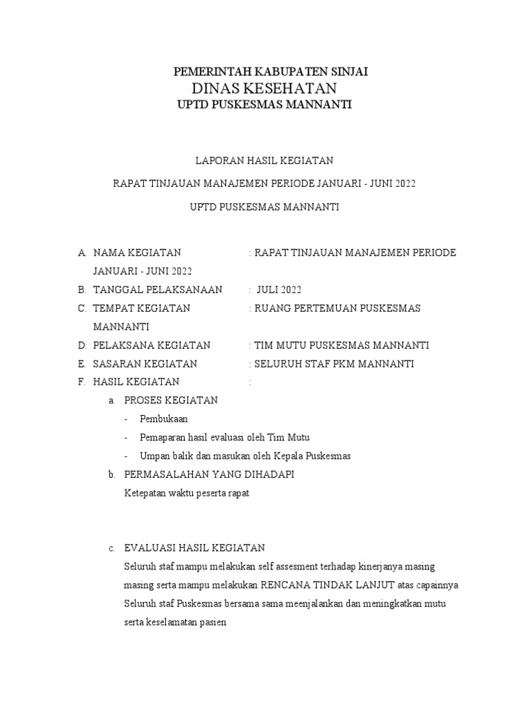 Laporan Hasil RTM | PDF