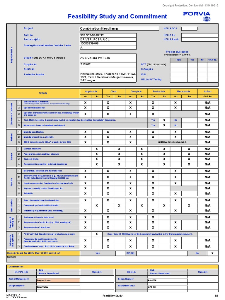 FEASIBILITY SHEET Driver - PCBA - UCL | PDF | Packaging And Labeling ...