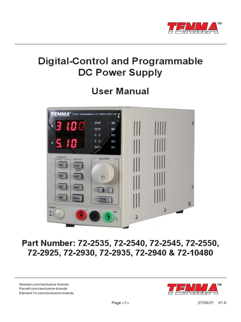 Tenma 72-2550 DC Supply | PDF | Mains Electricity | Power Supply