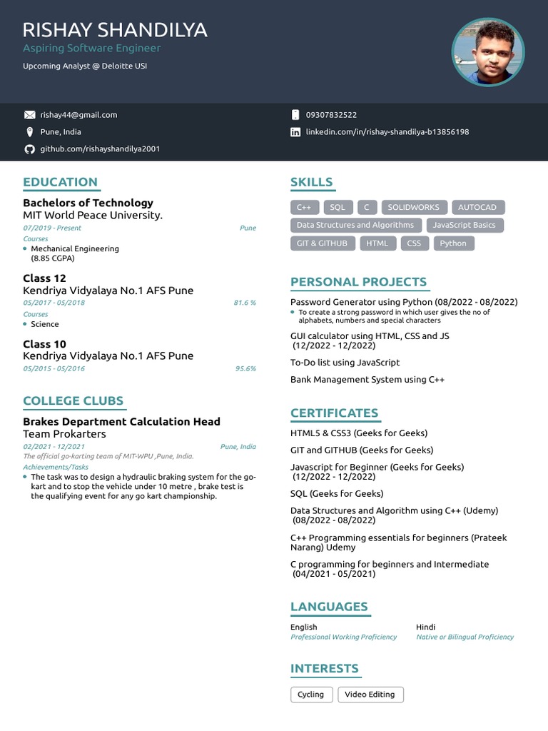 RISHAY's Resume | PDF | Systems Engineering | Computing