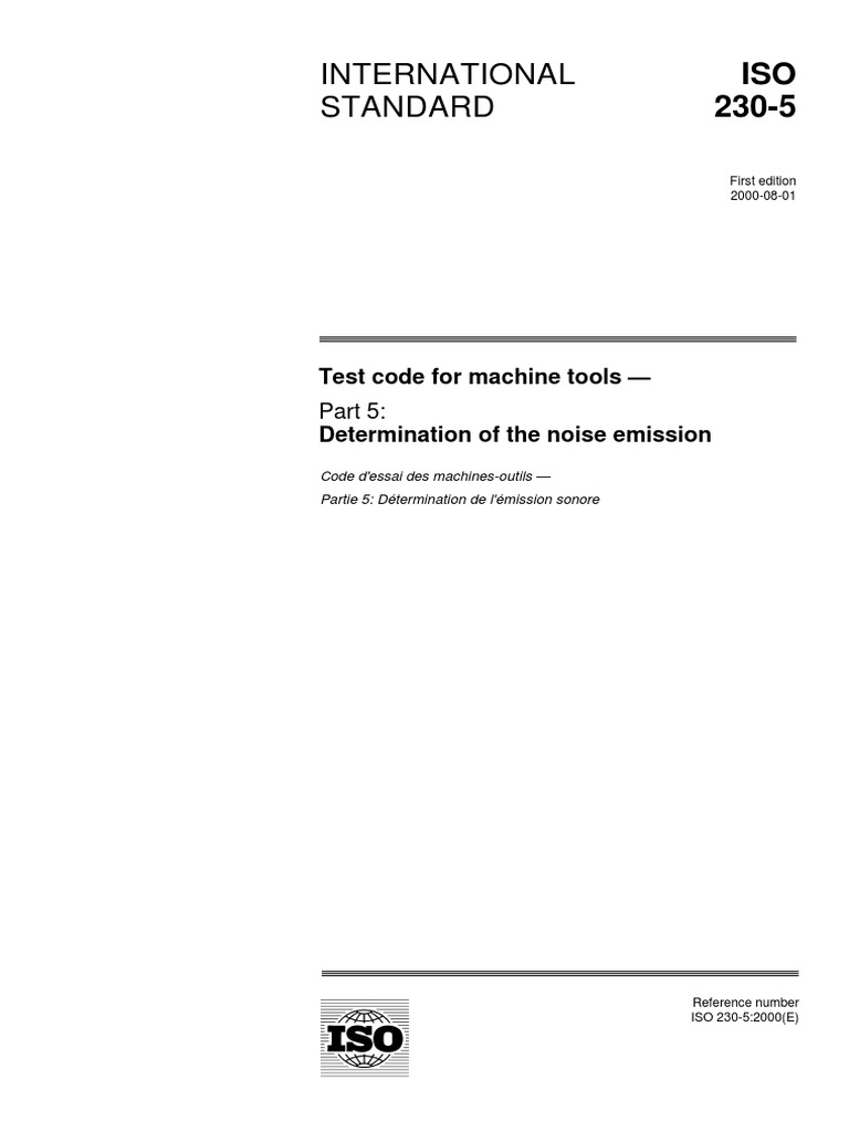ISO 230-5: Noise Emission Testing Methods | PDF | Decibel | Noise