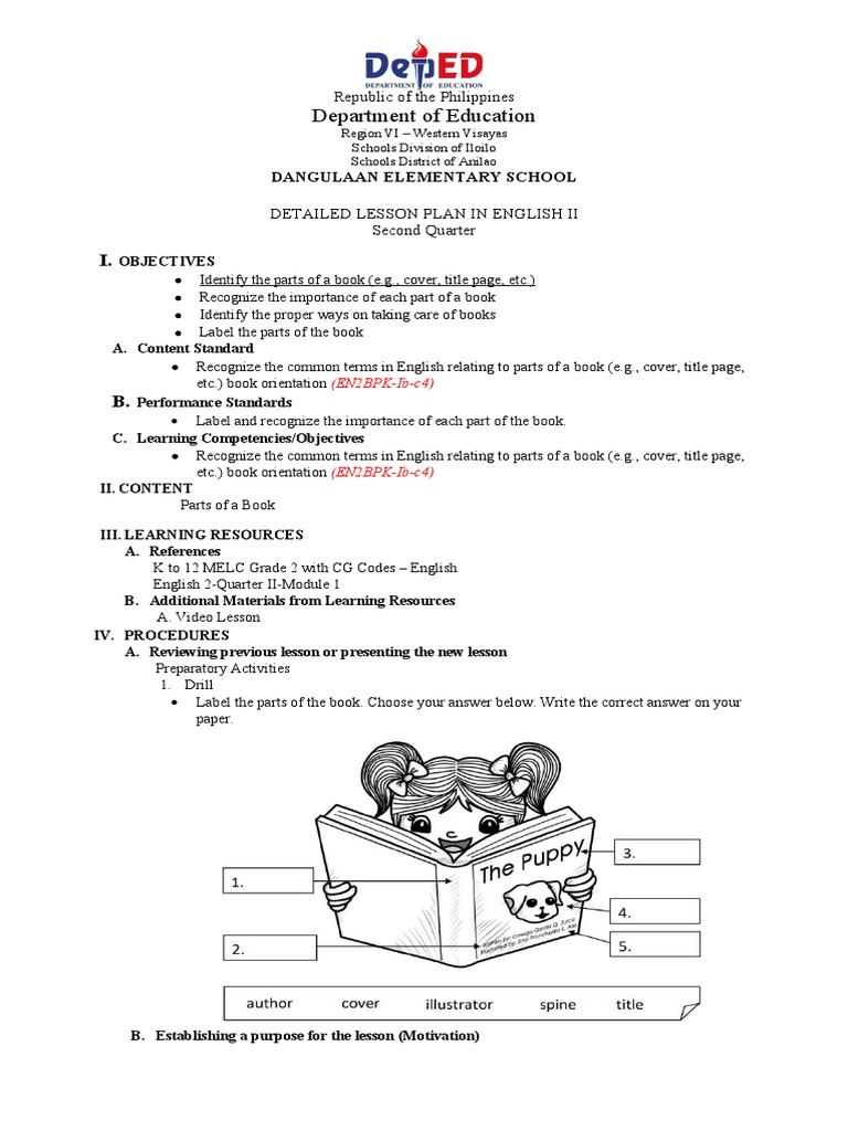 Detailed Lesson Plan in English II | PDF | Books | Book Design