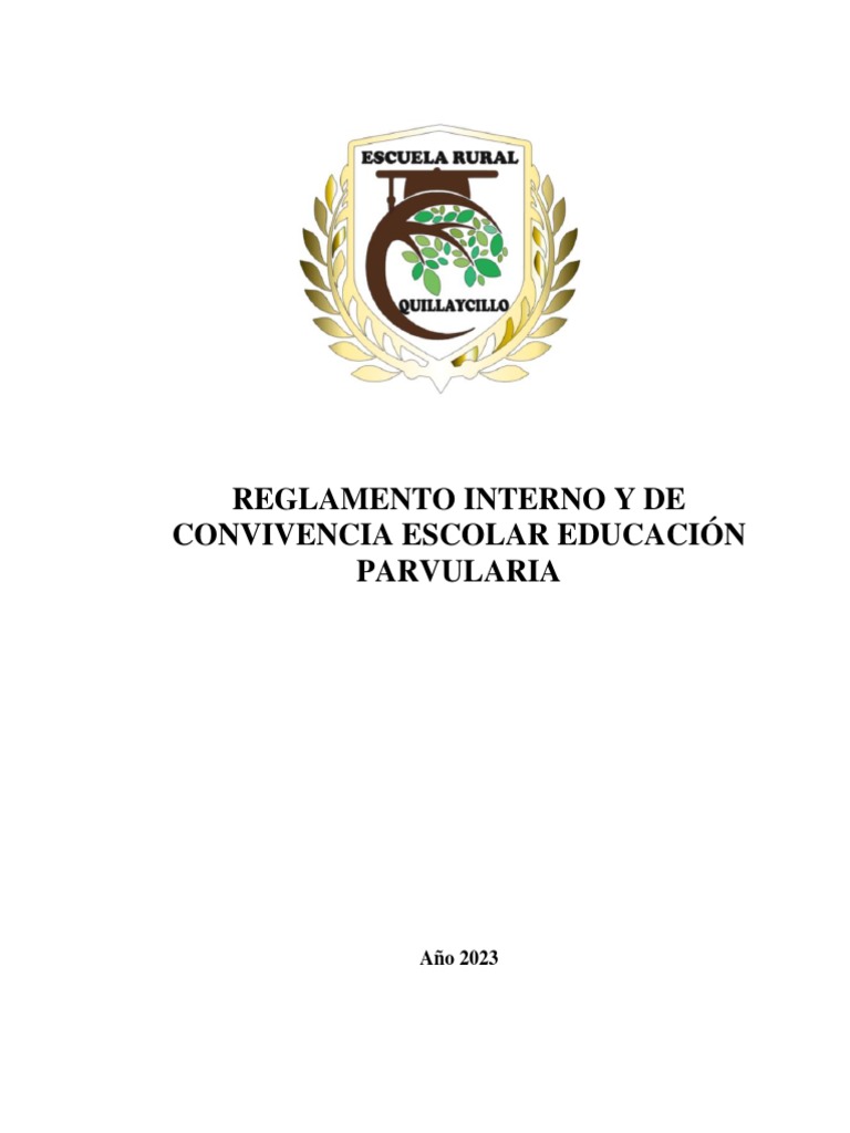 Reglamento Interno de Convivencia Escolar Educación Parvularia | PDF ...