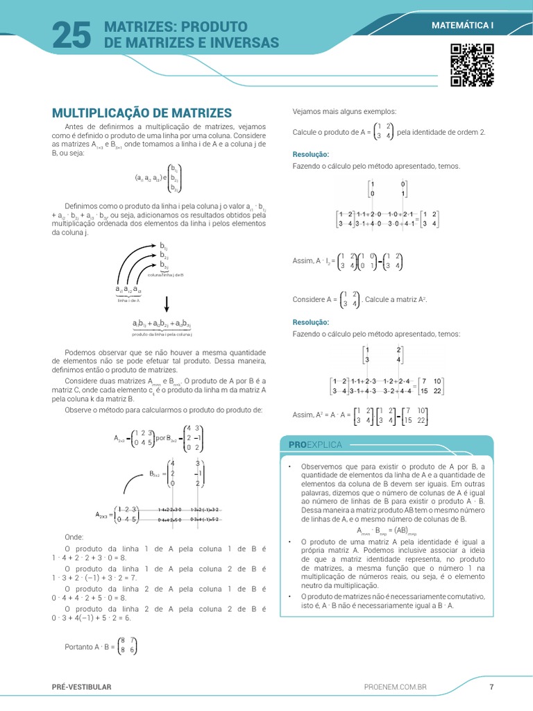 39 Matrizes Produto de Matrizes e Inversas | PDF | Matriz (Matemática ...