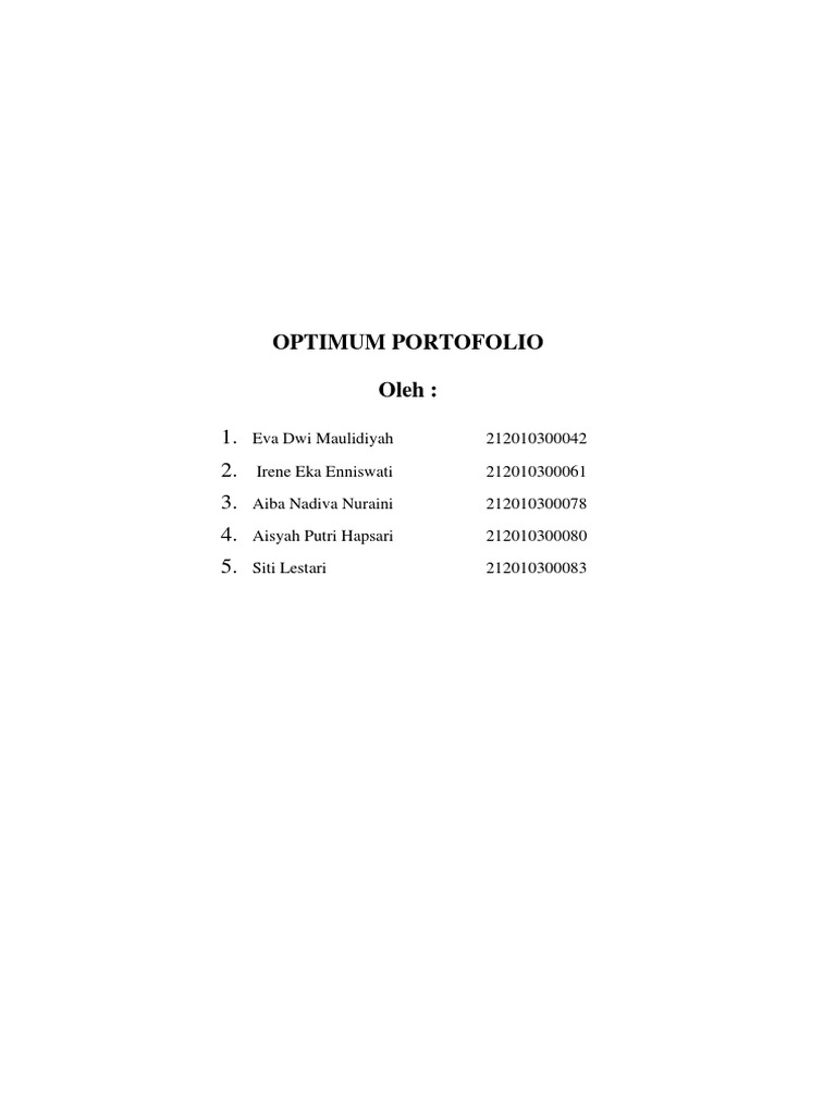 Optimum Portofolio - Uts | PDF
