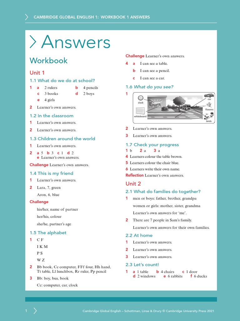 (WB ANSWER) Cambridge Global English 1 | PDF | Senses | Clothing