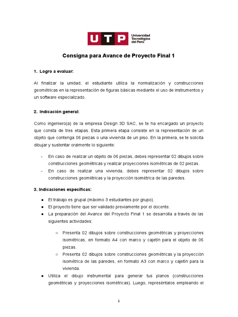 Consigna Avance de Proyecto Final 1 - 1 | PDF | Cad automático | Informática