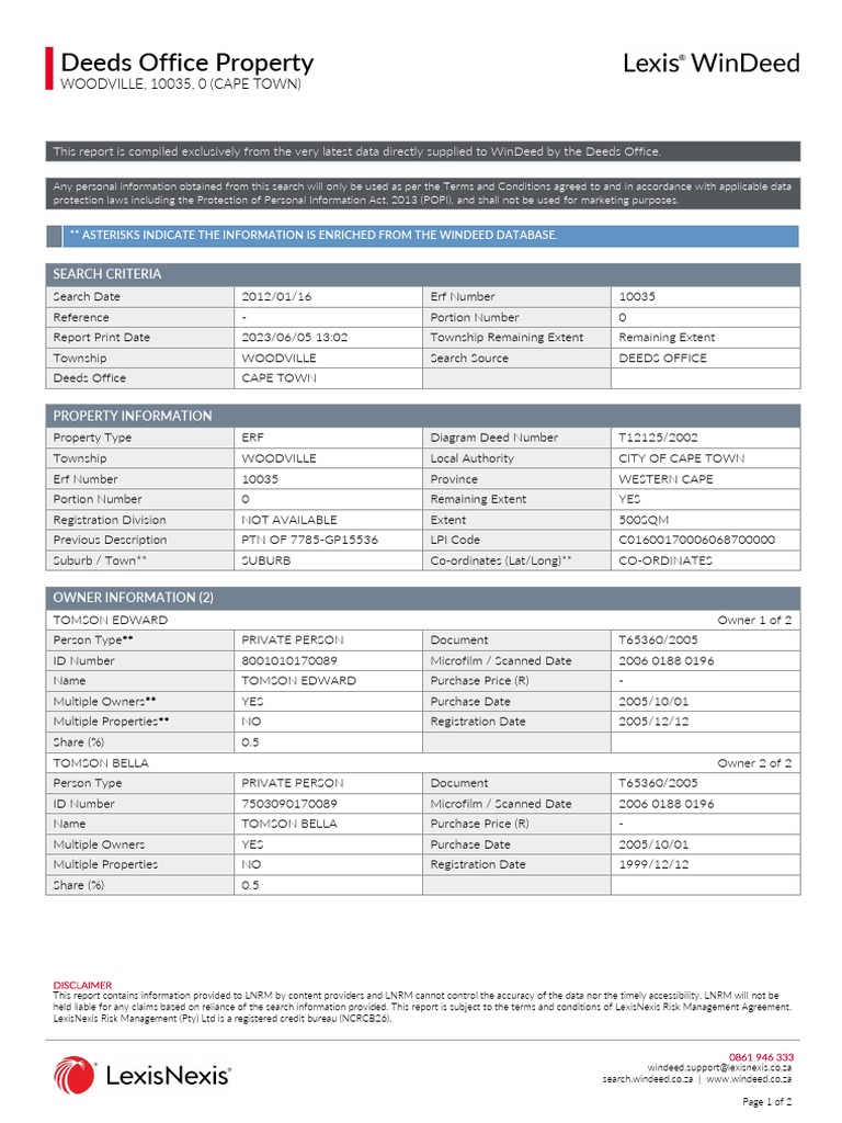 Woodville Property Deeds Report | PDF | Data Management | Information ...