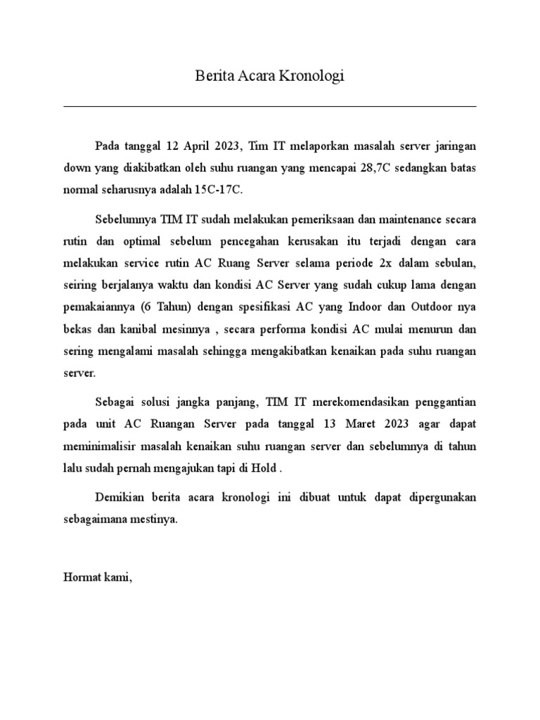 Berita Acara Kronologi AC | PDF