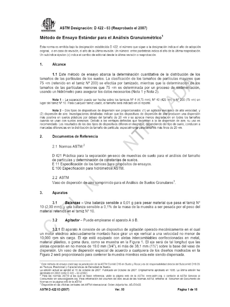 ASTM D422-07 Análisis Granulometrico | PDF