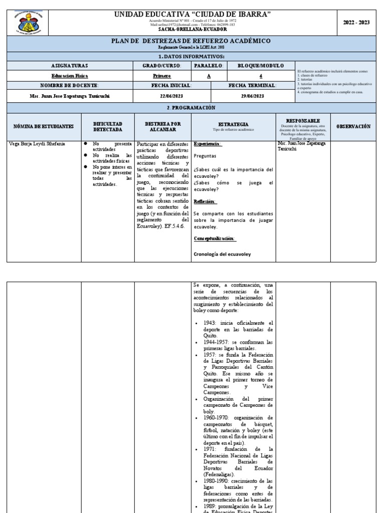 Plan de Refuerzo Academico | PDF | Gimnasia | Maestros Plan de Refuerzo Academico | PDF | Gimnasia | Maestros