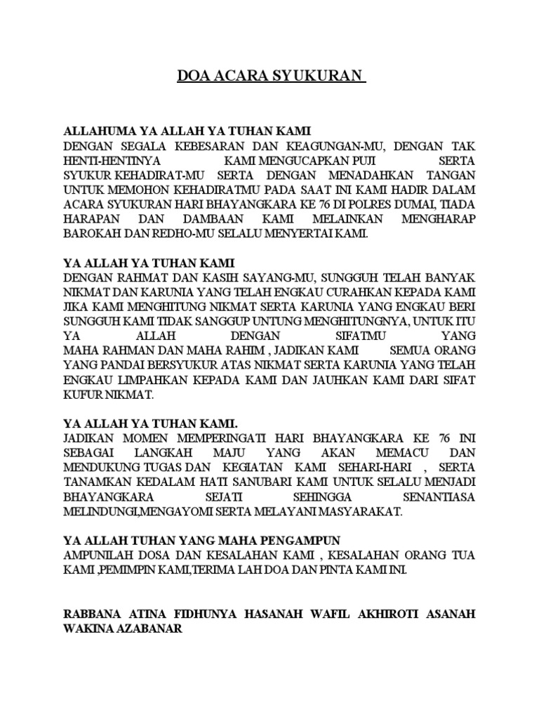 Doa Acara Fun Run | PDF