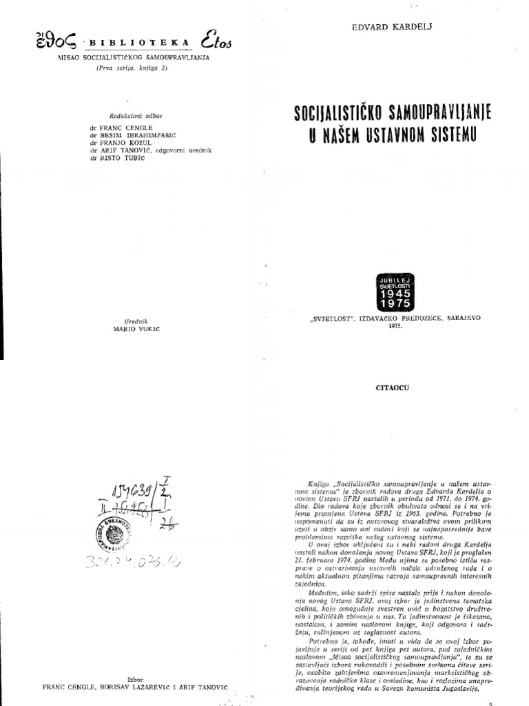 Socijalisticko Samoupravljanje U Nasem Ust - Edvard Kardelj | PDF