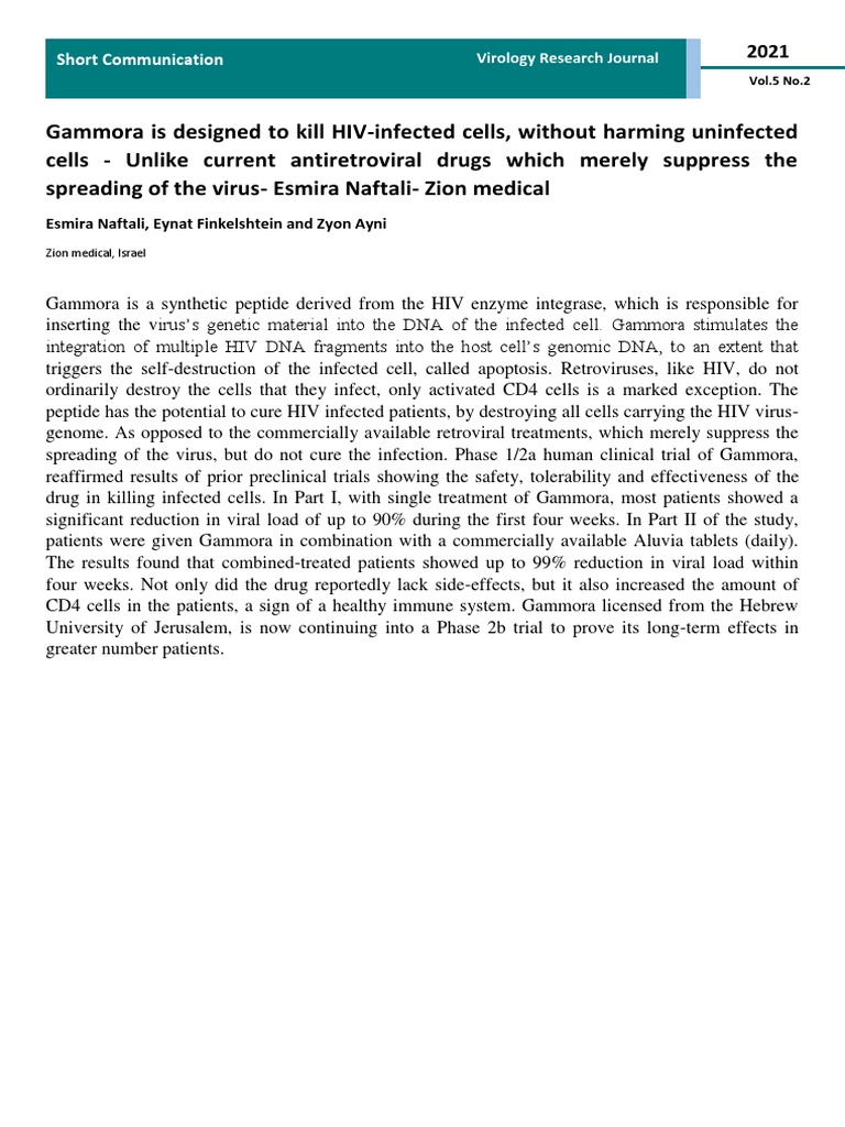 Gammora Is Designed To Kill Hivinfected Cells Without Harming ...