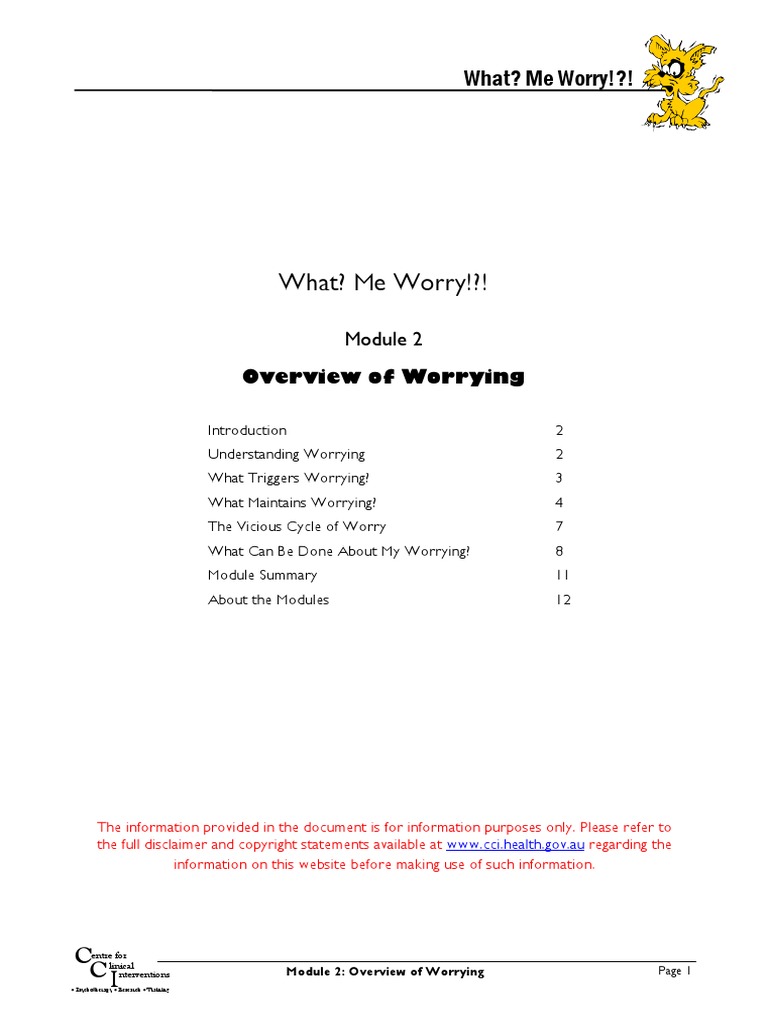 What Me Worry - 02 - Overview of Worry | PDF | Thought | Clinical ...