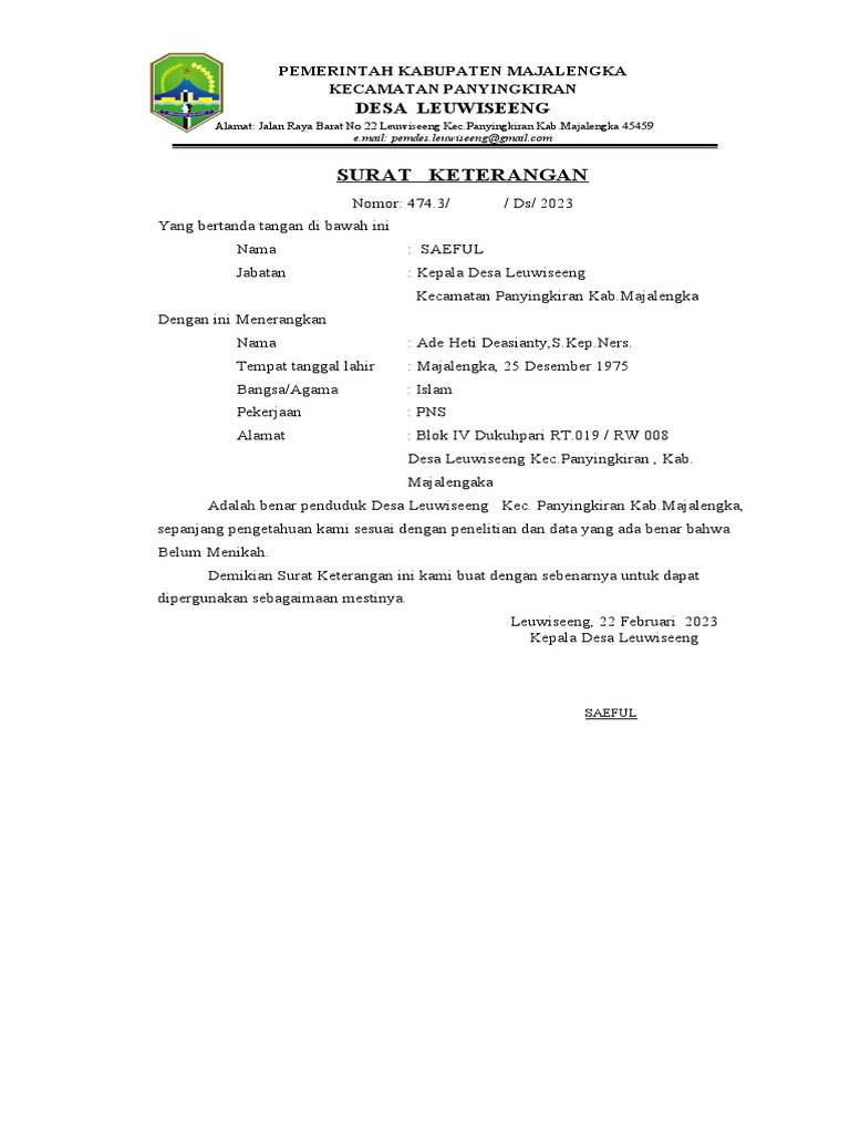 Surat BLM Nikah | PDF