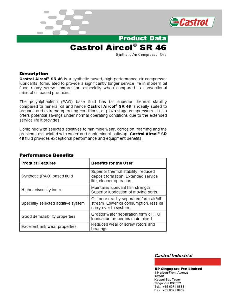 Aircol SR 46 | PDF | Lubricant | Viscosity