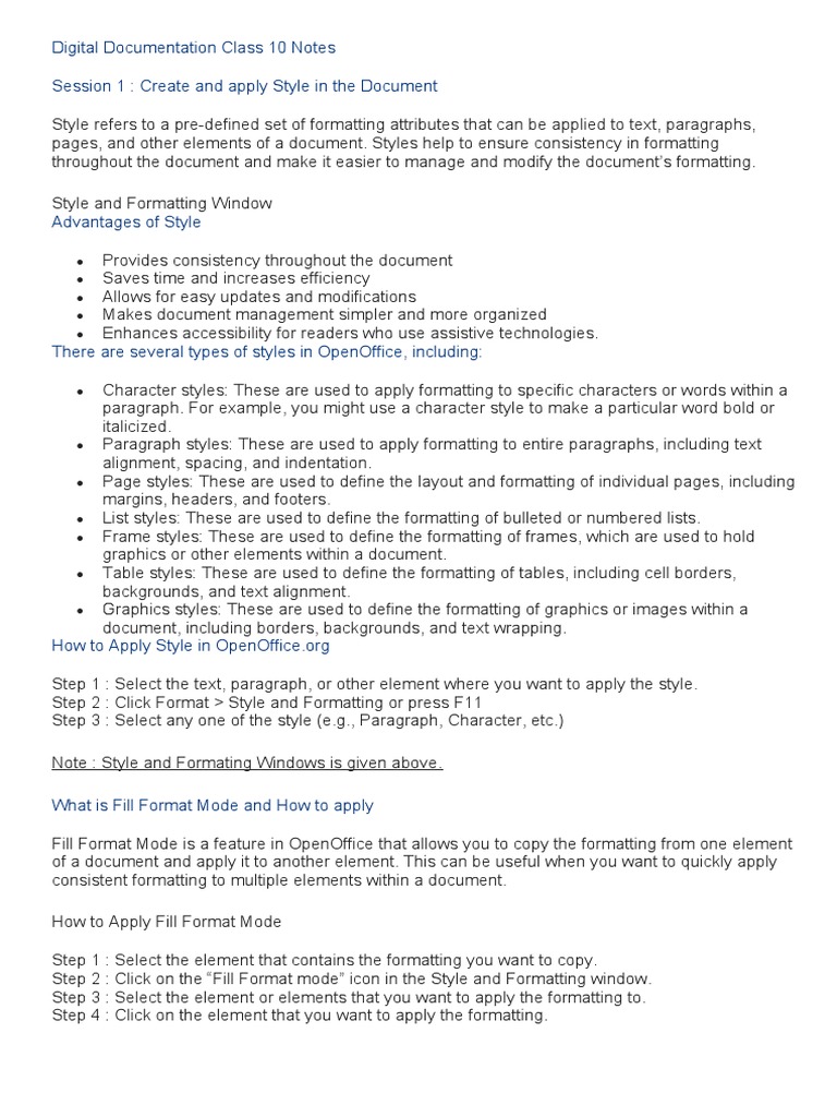 Digital Documentation Class 10 Notes | PDF | Page Layout | Database Index