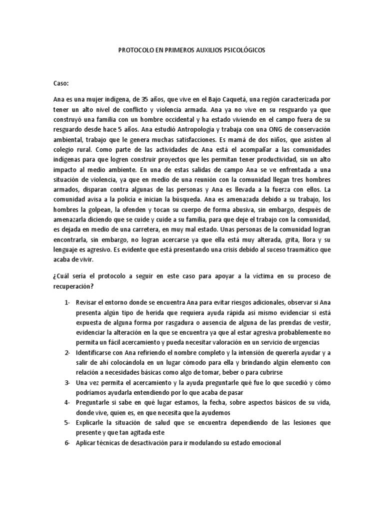 Protocolo en Primeros Auxilios Psicológicos | PDF | Violencia