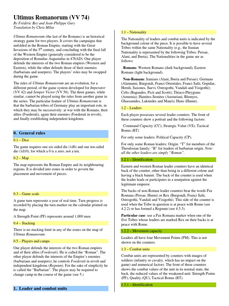 UltimusRomanorum Reglas | PDF | Augustus | Roman Empire