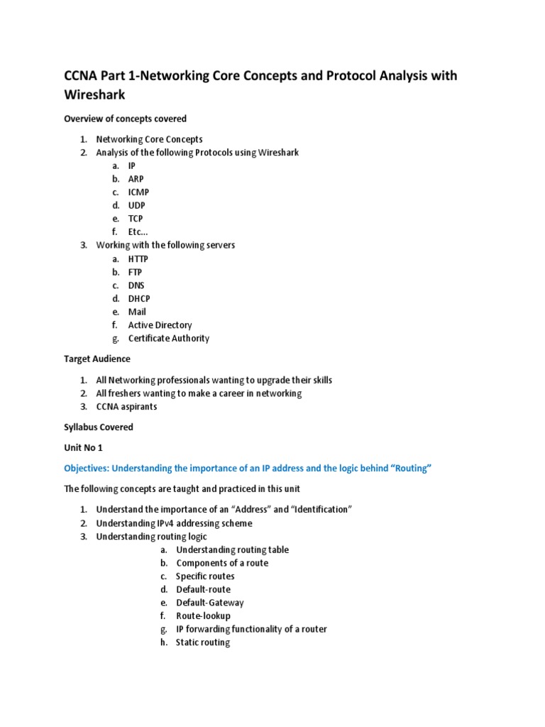 CCNA Part 1-Networking Core Concepts and Protocol Analysis With Wireshark-2 | PDF | Transmission ...