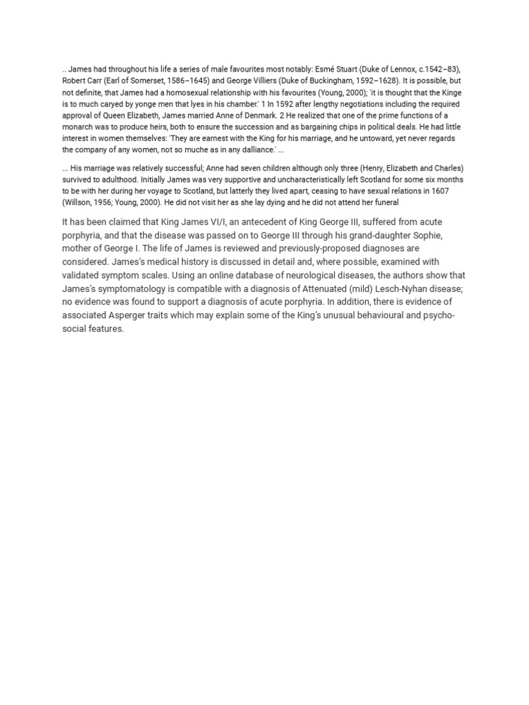 James VI/I: Life, Health, and Legacy | PDF | Travel