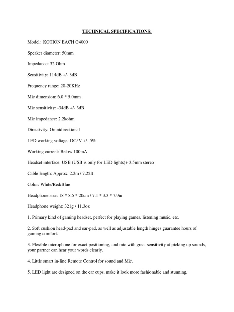 Kotion Each G4000 Accurate spec | PDF