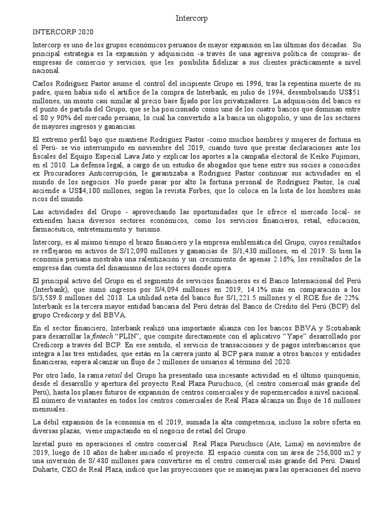 Intercorp 2020 | PDF | Perú | Lima