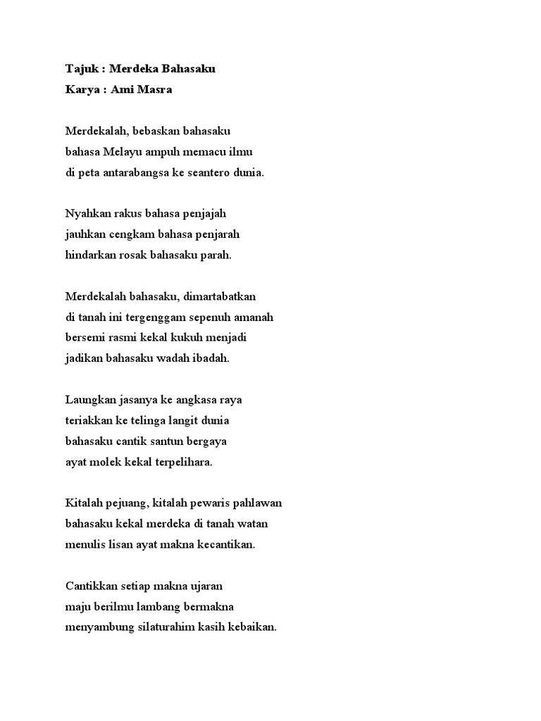Sajak - Merdeka Bahasaku | PDF