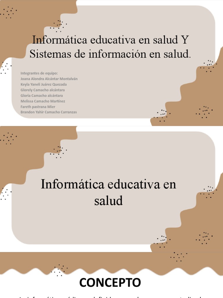 Informática Educativa en Salud Y Sistemas de Información en Salud. Equipo 4 | PDF | Imagenes ...