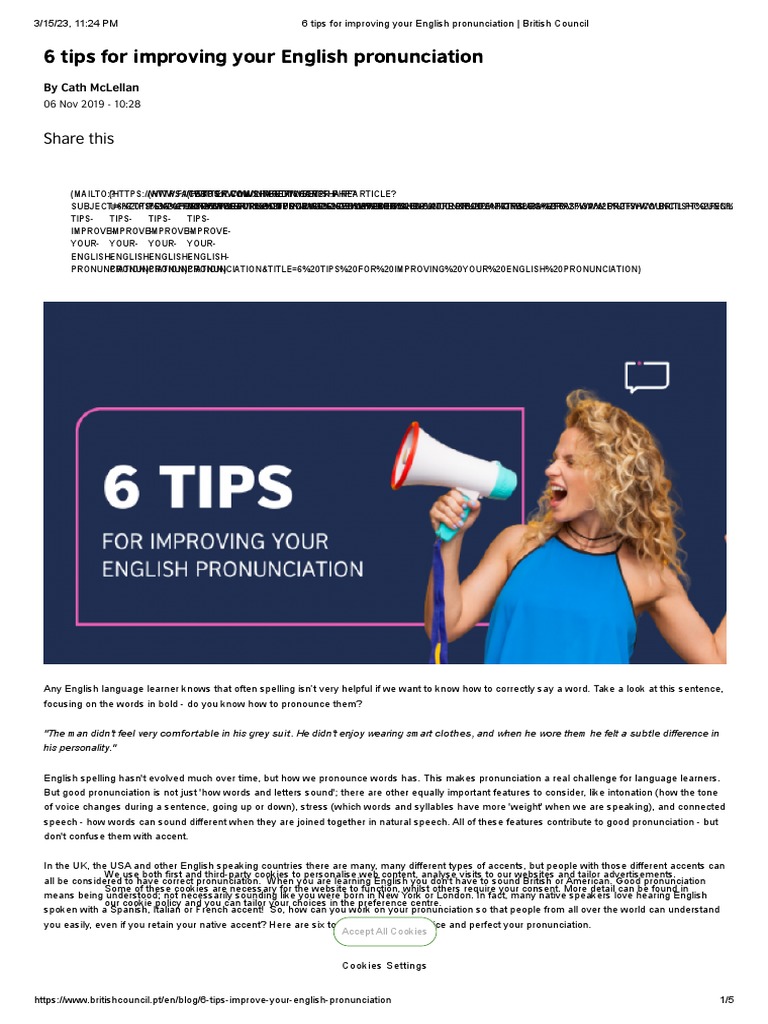 6 Tips For Improving Your English Pronunciation - British Council | PDF ...
