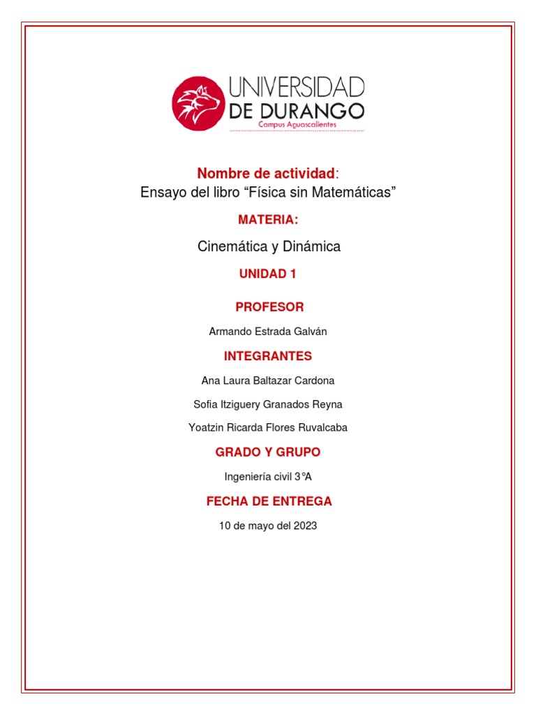 Ensayo - Capitulo - 1 - "Fisica Sin Matemáticas". | PDF | Física | Masa