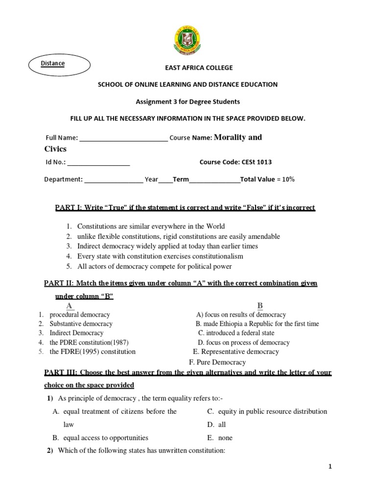 Civics Assignment: Constitution Types | PDF | Constitution | Democracy